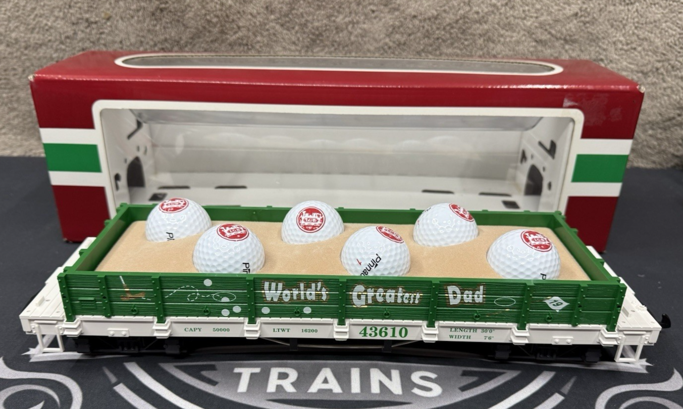 LGB 43610 Flat Car “World’s Greatest Dad” Golf Ball Car LN/Box G Scale ...
