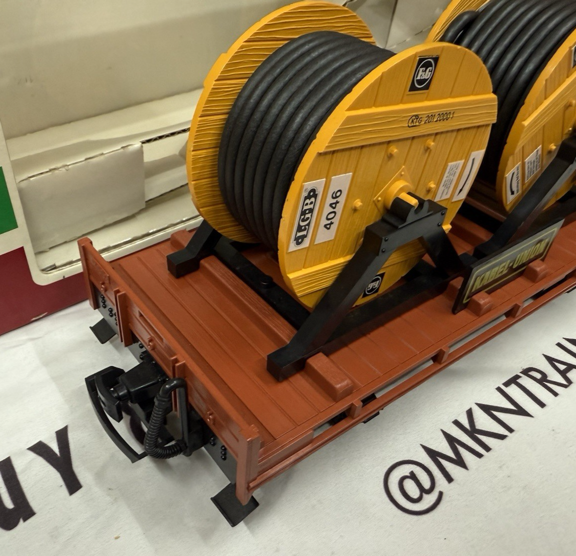 LGB 4002 G Scale Kabel Union Flatcar with Green Cable Reels New/Box ...